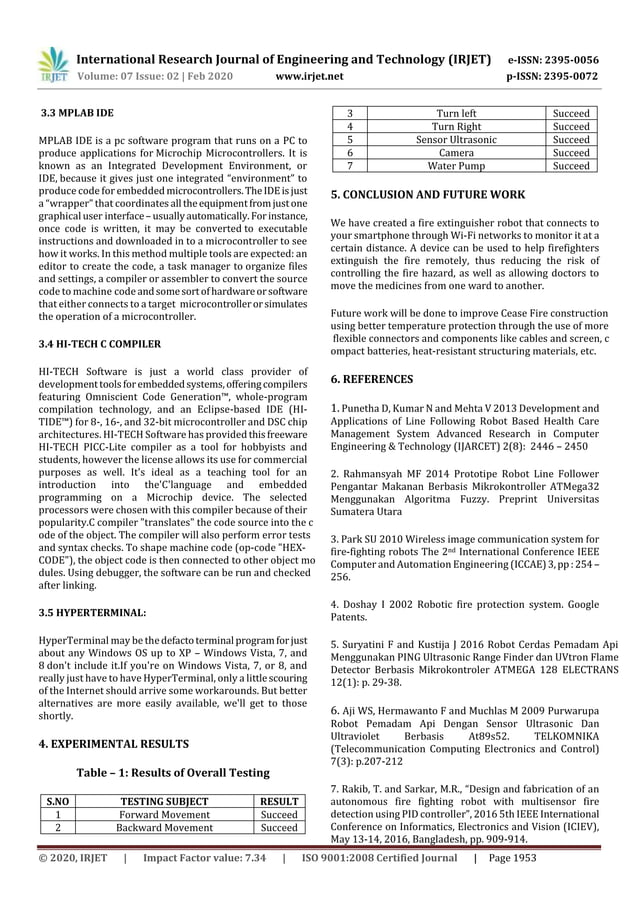 IRJET - Fire Fighting Robot using Ultrasonic Camera Via Bluetooth And ...