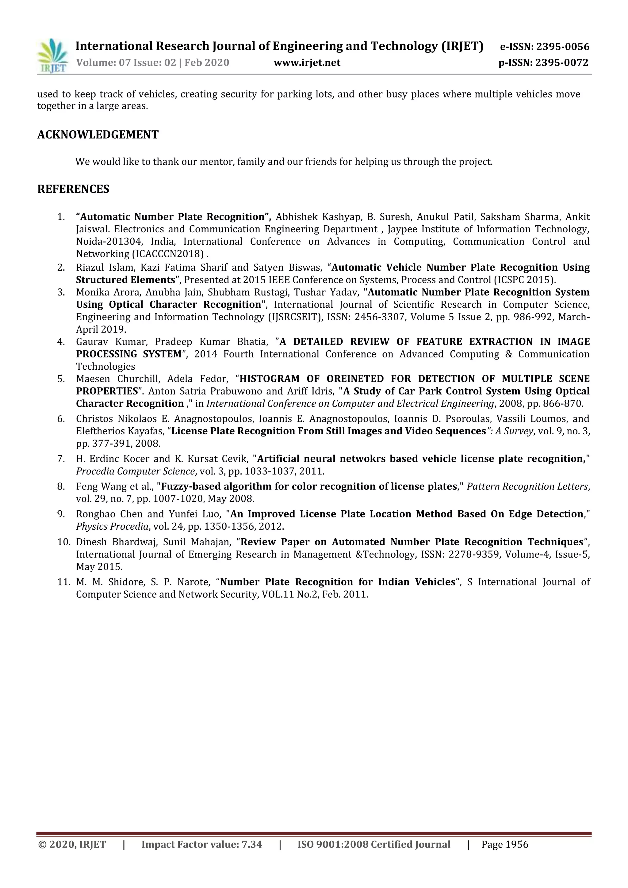 IRJET - Multiple Vehicle Automatic Number Plate Recognition | PDF | Auto Type | Automotive