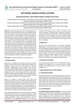 IRJET - IoT based Agricultural System | PDF