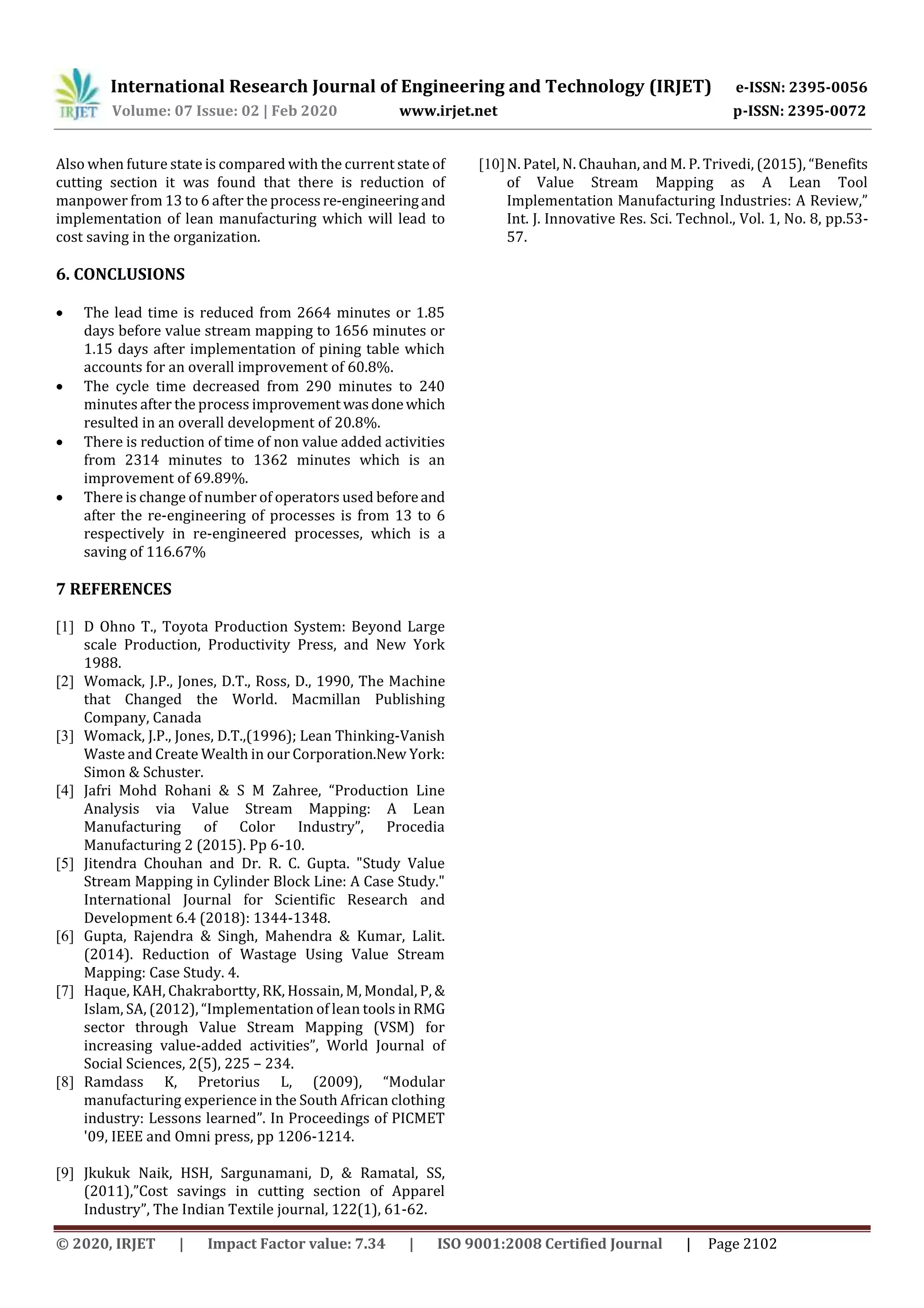 IRJET - Analysis of Process Re-Engineering to Reduce Lead Time in Apparel Industry by Lean ...