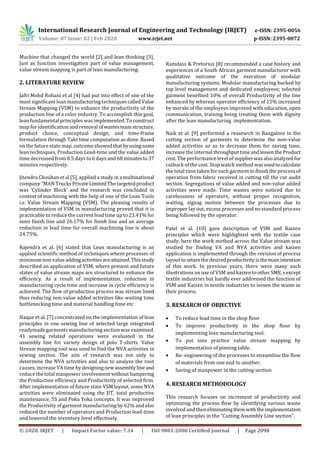 IRJET - Analysis of Process Re-Engineering to Reduce Lead Time in Apparel Industry by Lean ...