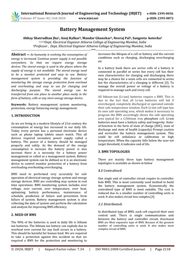 IRJET - Battery Management System | PDF