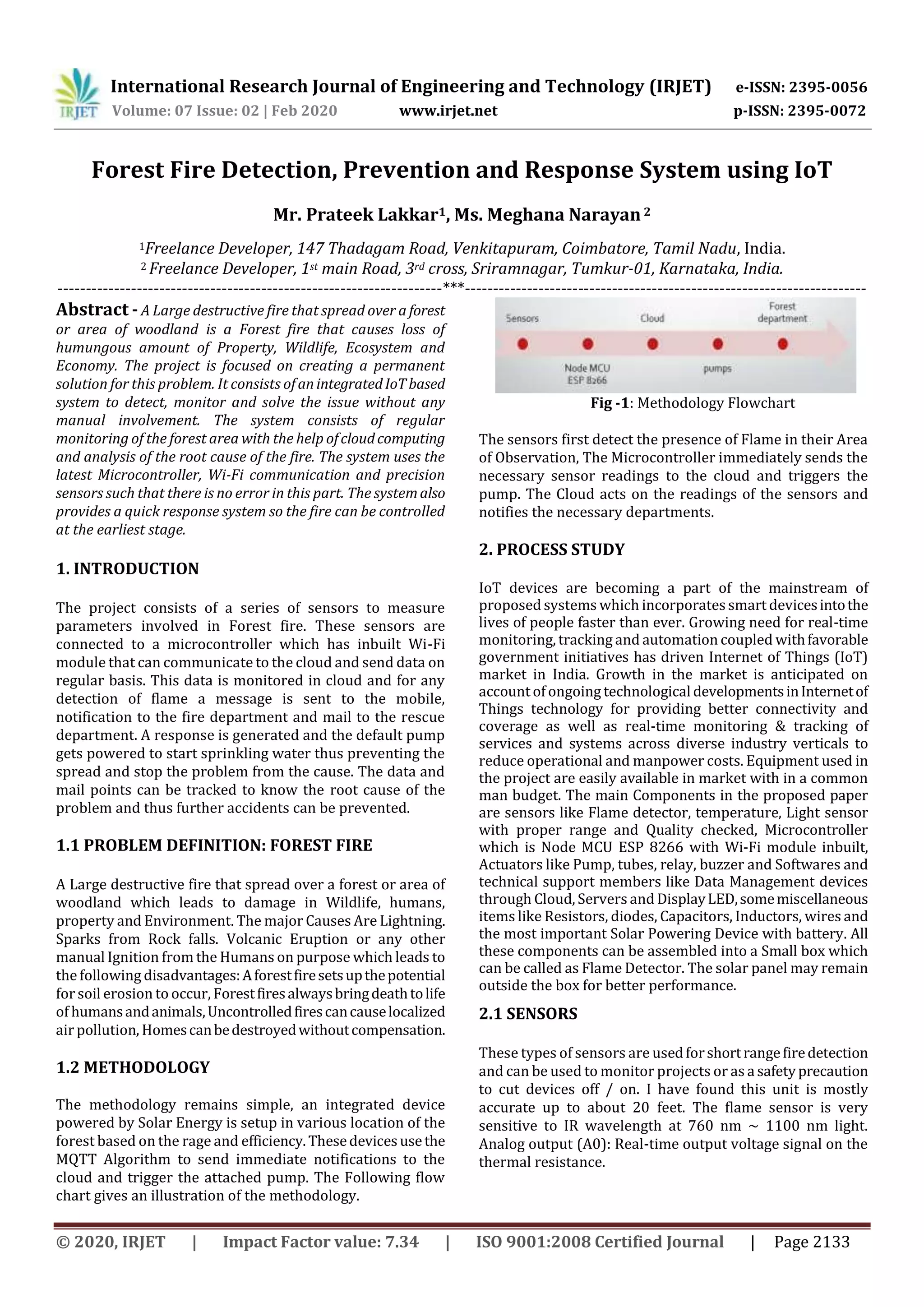 IRJET - Forest Fire Detection, Prevention and Response System using IoT | PDF | Cloud Computing ...