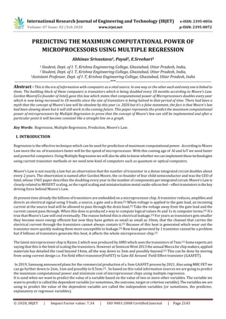 IRJET - Predicting the Maximum Computational Power of Microprocessors ...