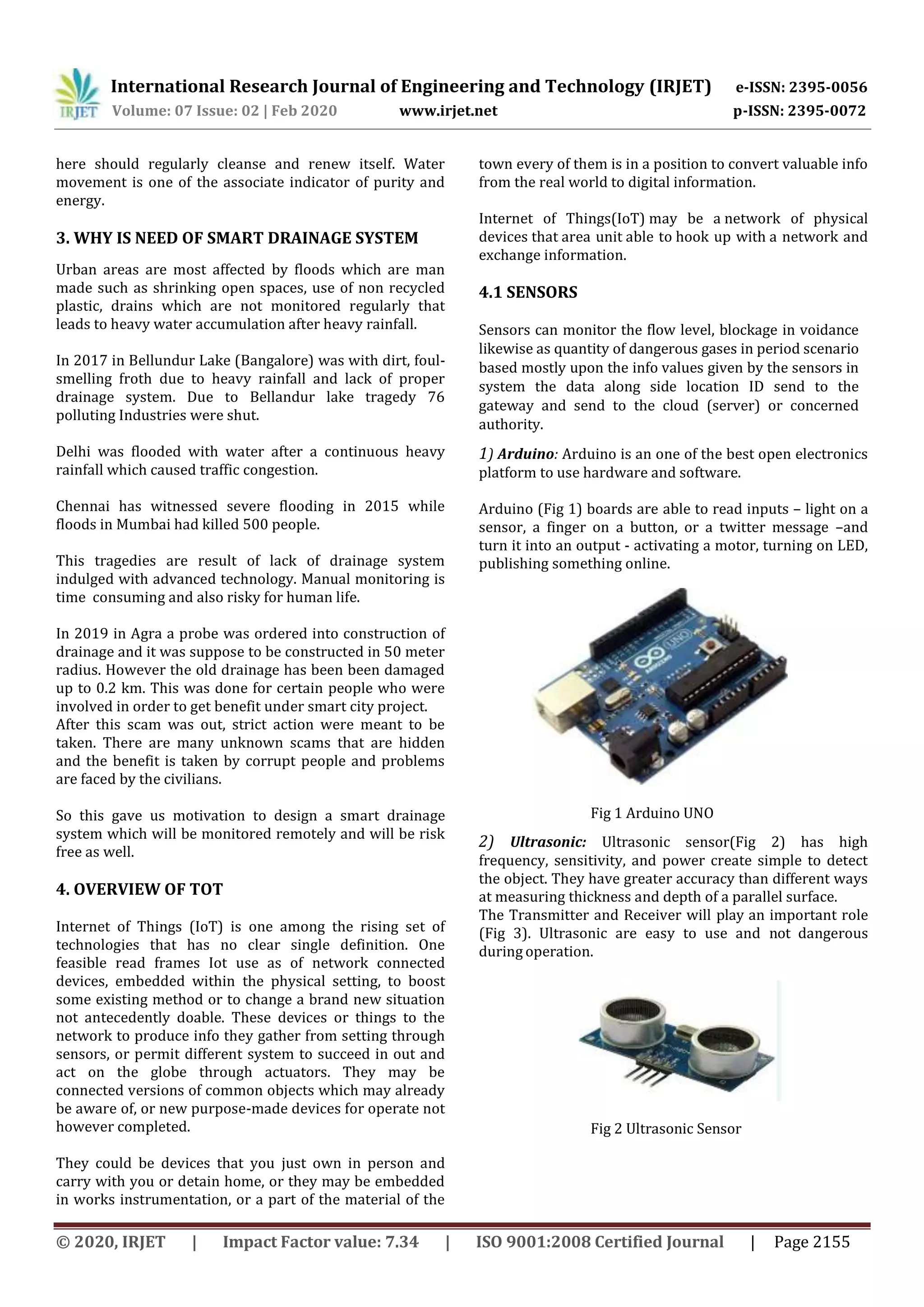 IRJET - Smart Underground Drainage Blockage Monitoring and Detection ...