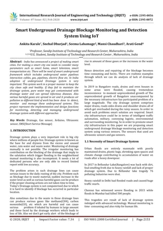 IRJET - Smart Underground Drainage Blockage Monitoring and Detection System using IoT | PDF ...