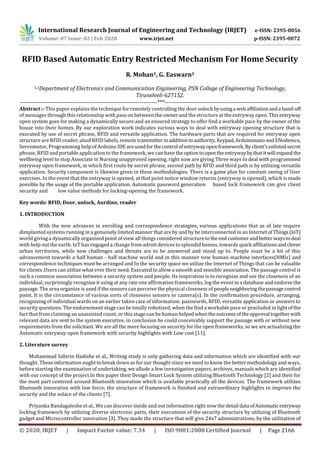 IRJET - RFID based Automatic Entry Restricted Mechanism for Home Security | PDF | Home Security ...