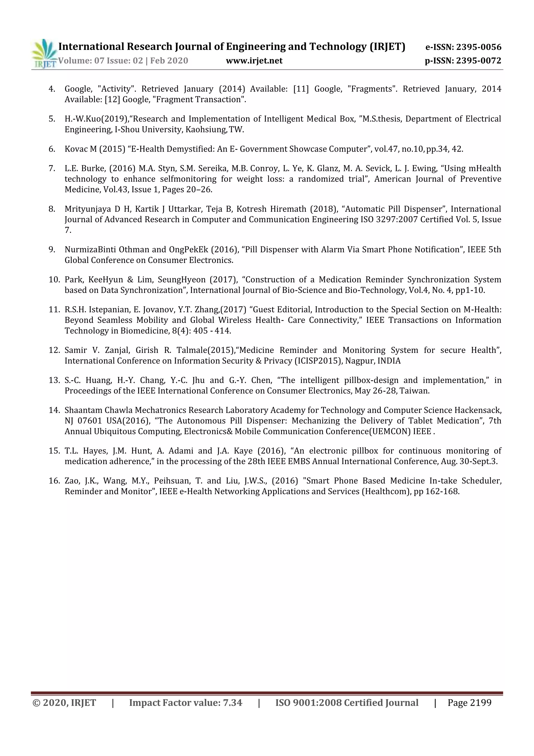 IRJET - Medicine Reminder System using IoT | PDF