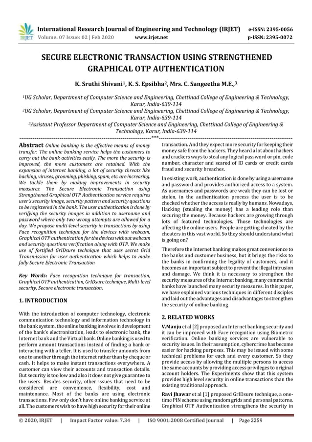 IRJET - Secure Electronic Transaction using Strengthened Graphical OTP ...