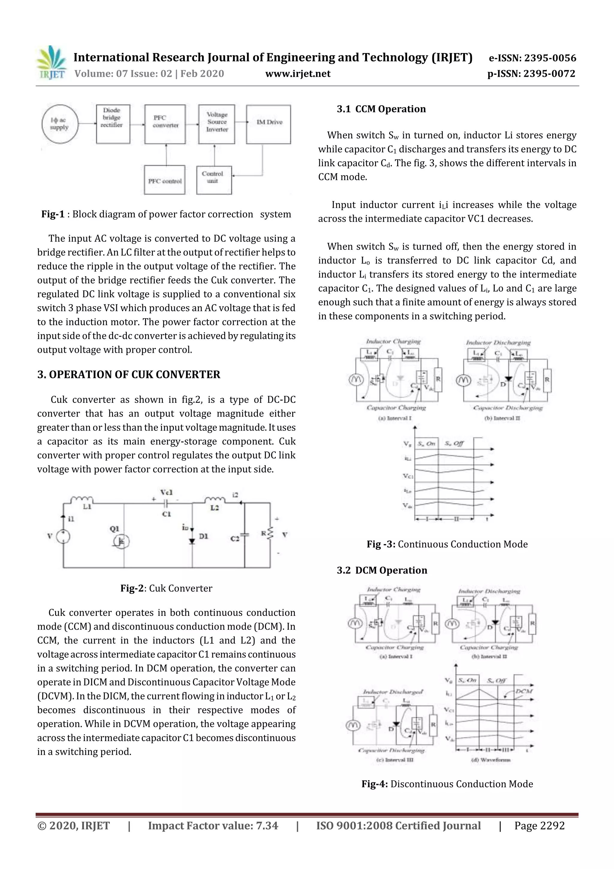 IRJET - A Comparative Analysis of Cuk and Buck Boost Converter for PFC in an Induction Motor | PDF