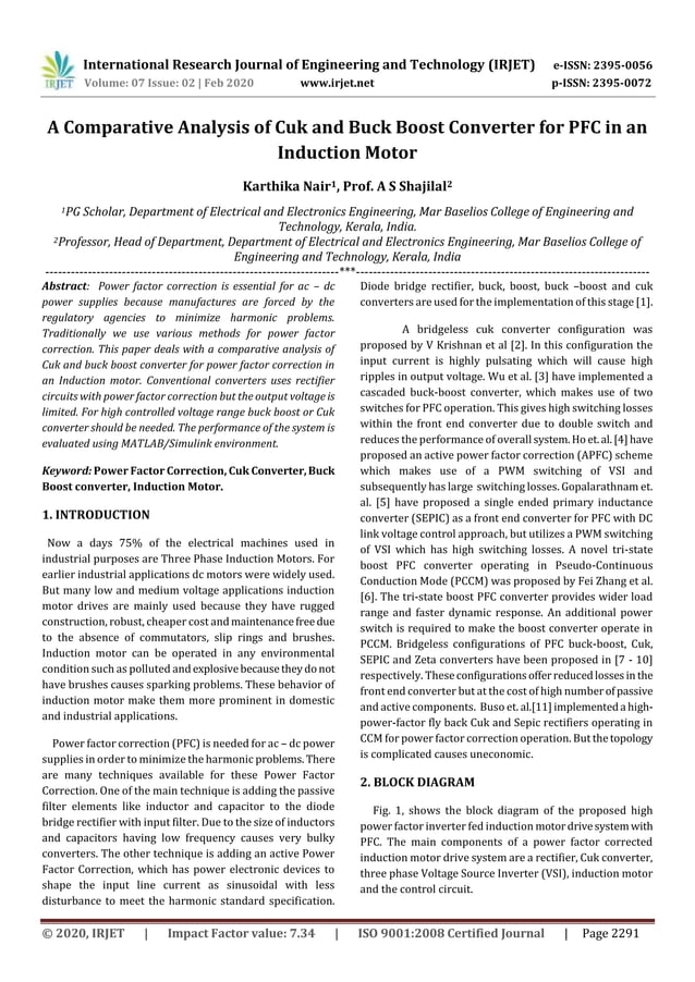 IRJET - A Comparative Analysis of Cuk and Buck Boost Converter for PFC ...
