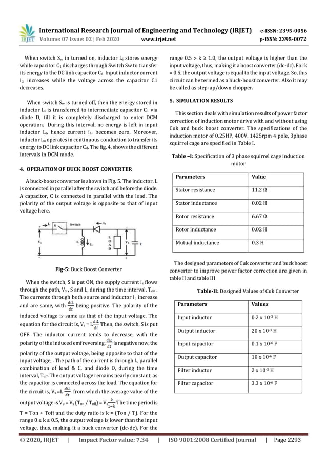 IRJET - A Comparative Analysis of Cuk and Buck Boost Converter for PFC in an Induction Motor ...