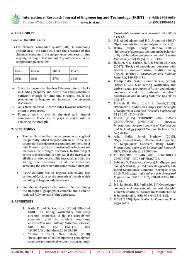 IRJET - Experimental Investigation on Strength Properties of Geopolymer Concrete using Foundry ...