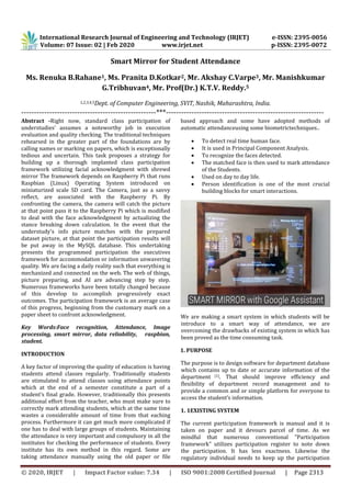 IRJET - Smart Mirror for Student Attendance | PDF