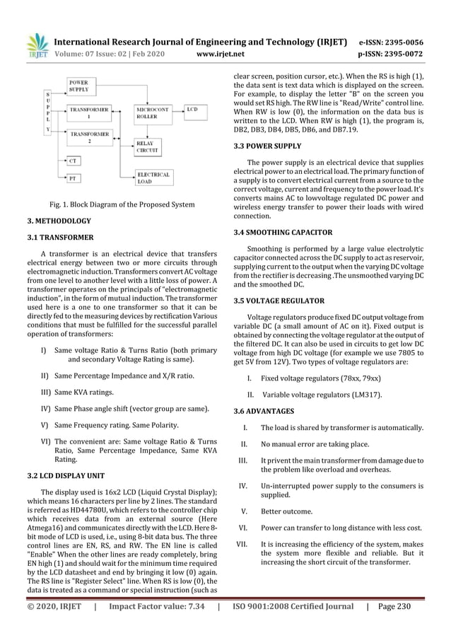 IRJET- Automatic Load Sharing of Transformer | PDF
