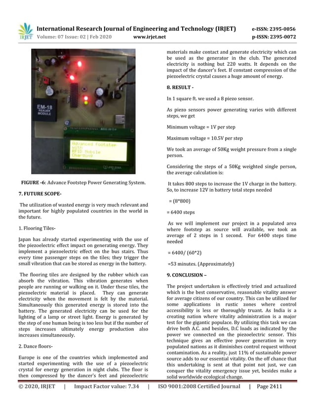 IRJET- Advanced Footstep Power Generation System using RFID for Charging | PDF | Physics | Science