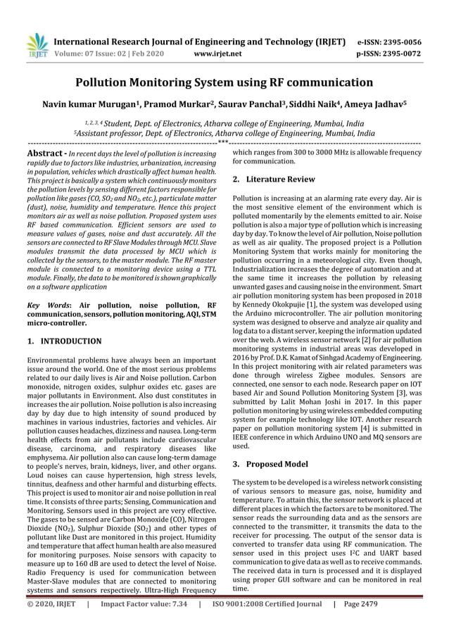 IRJET- Pollution Monitoring System using RF Communication | PDF