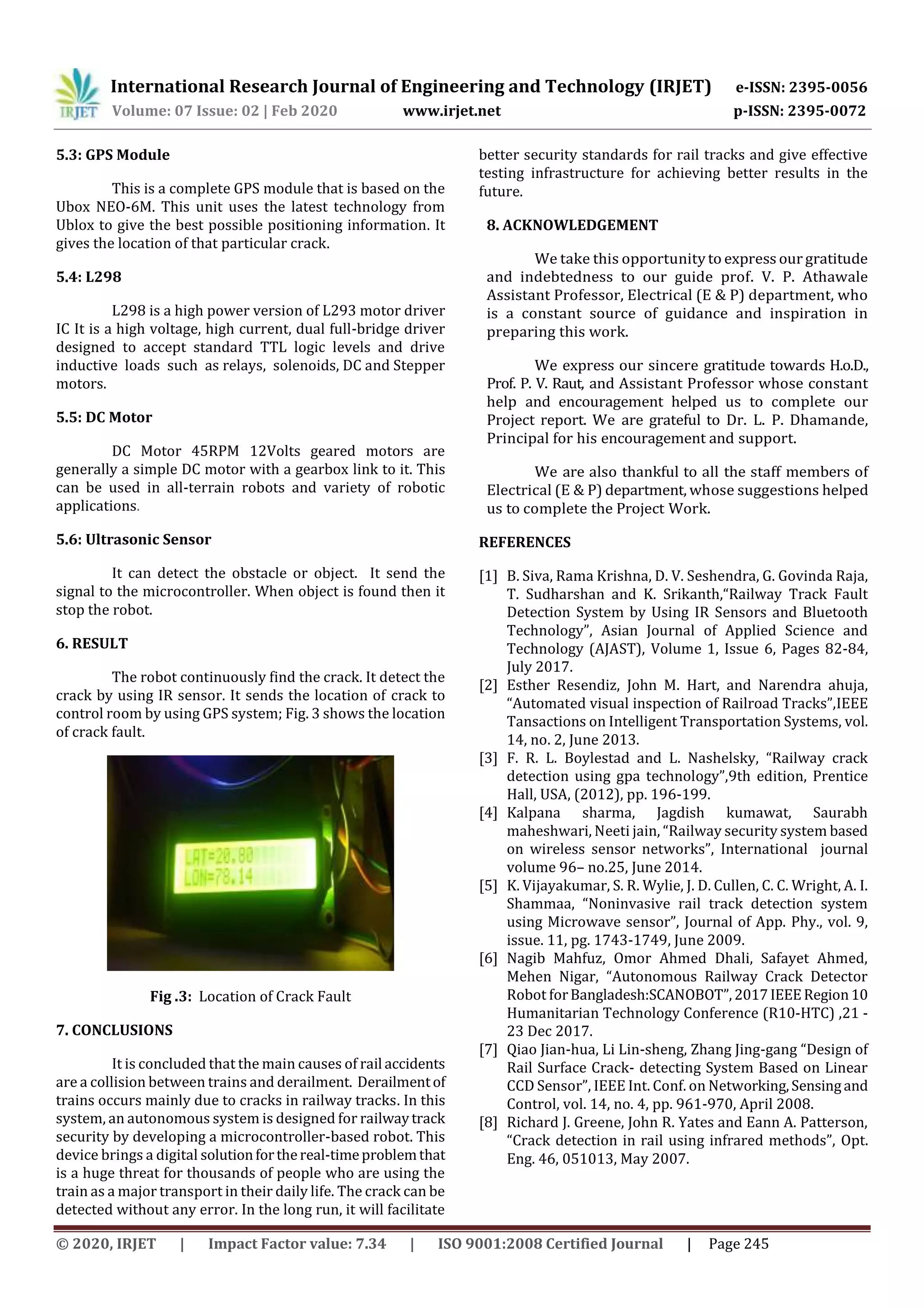 Irjet Automatic Detection Of Crack Fault In Railway Track Pdf Rail