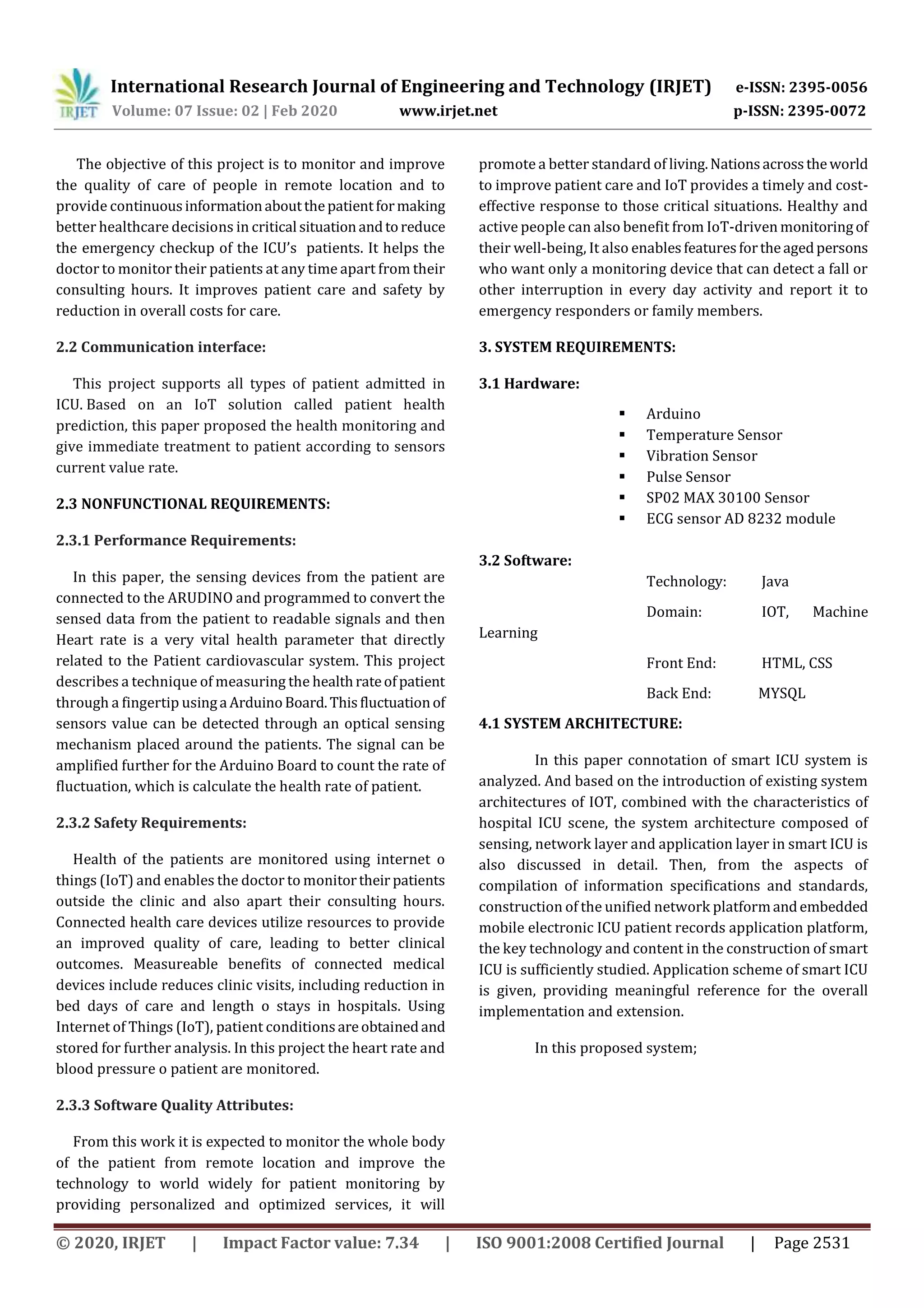 IRJET- Smart ICU using IoT | PDF