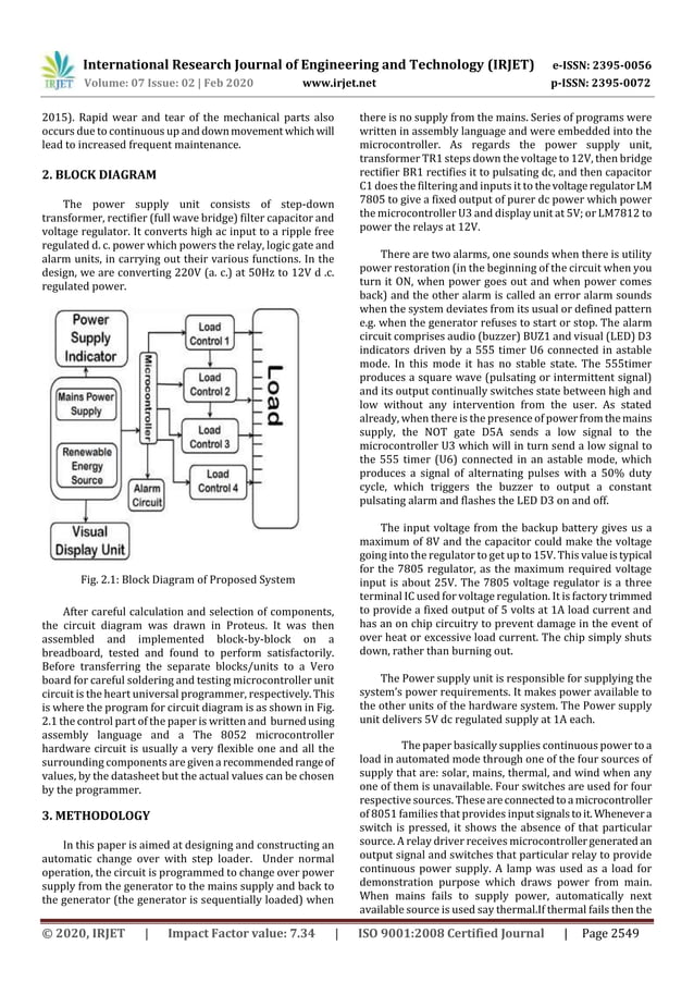IRJET- Microcontroller based Automatic Power Change Over Mechanism | PDF