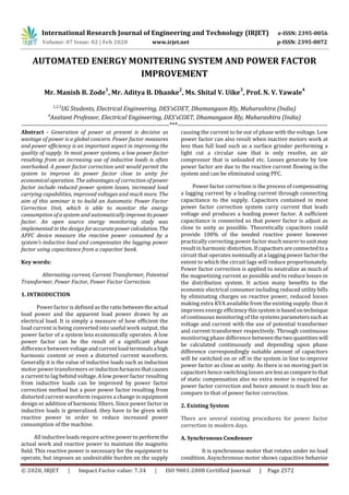 IRJET- Automated Energy Monitering System and Power Factor Improvement | PDF