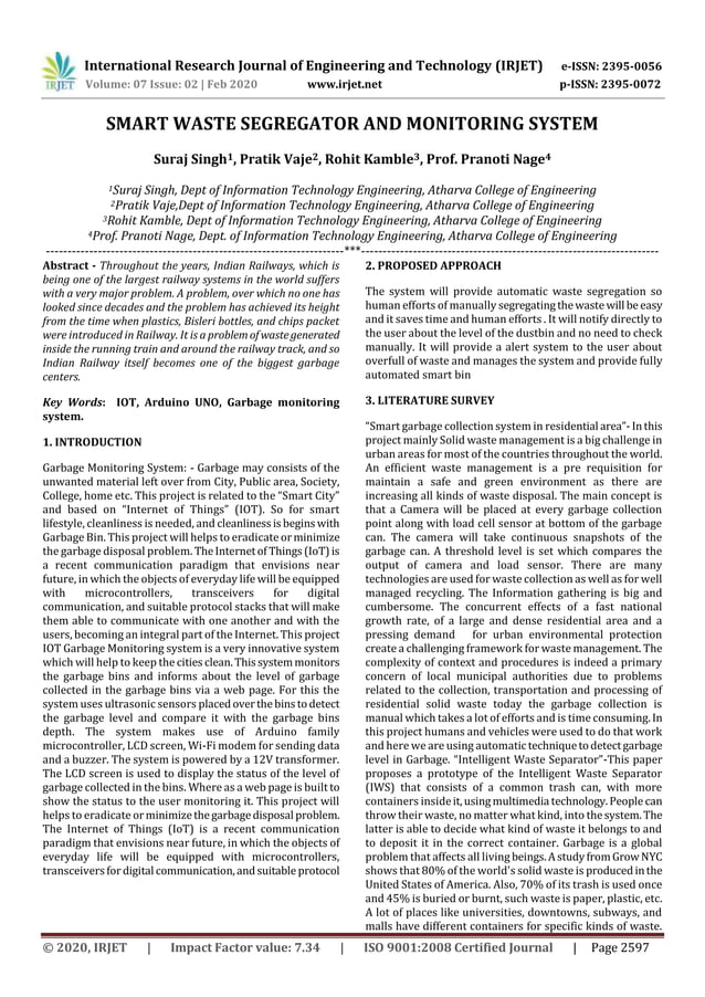 IRJET- Smart Waste Segregator and Monitoring System | PDF