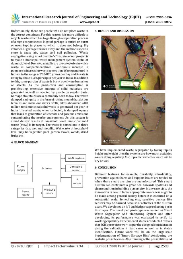 IRJET- Smart Waste Segregator and Monitoring System | PDF