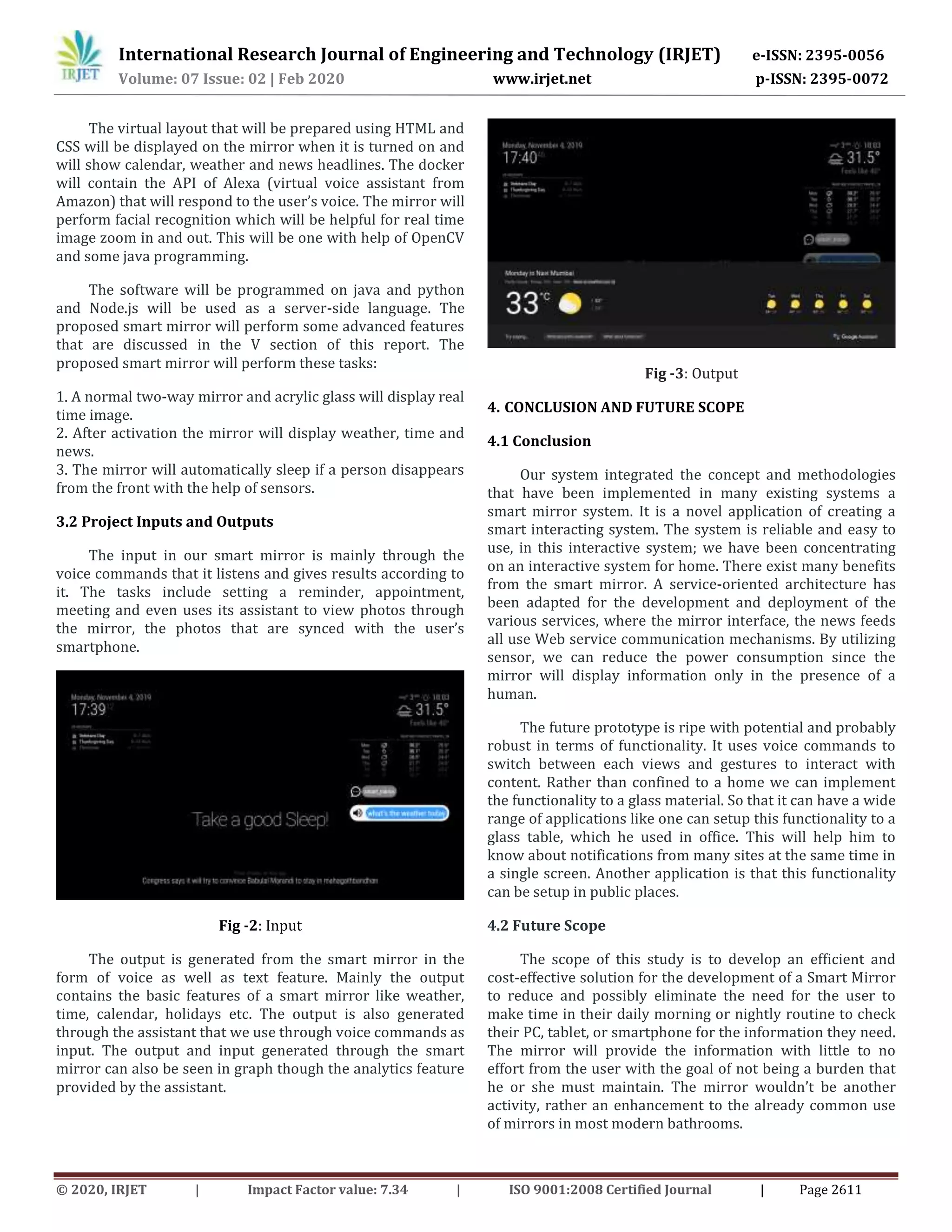 IRJET - Research and Analysis of Smart Mirror | PDF