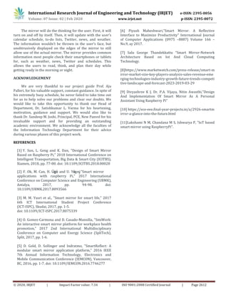 IRJET - Research and Analysis of Smart Mirror | PDF