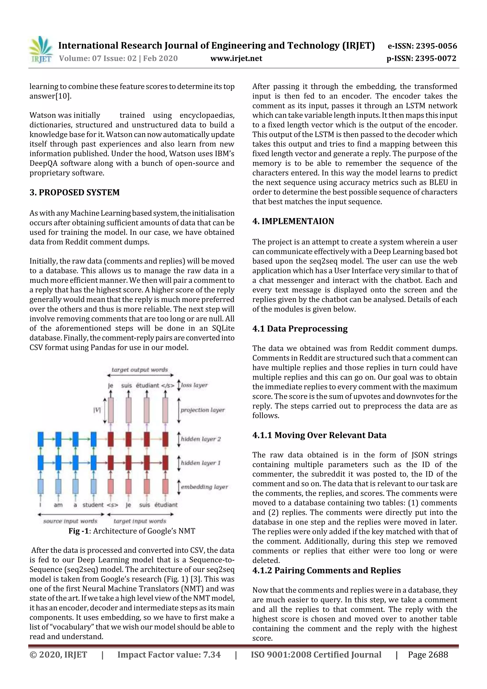 IRJET - Deep Learning based Chatbot | PDF
