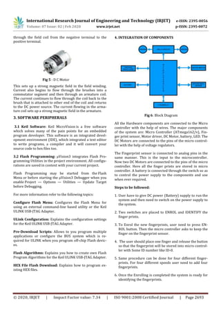 IRJET - Vehicle Commencement Process using Fingerprint with Speed Locking System to Avoid ...