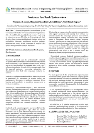 IRJET - Customer Feedback System ++++ | PDF
