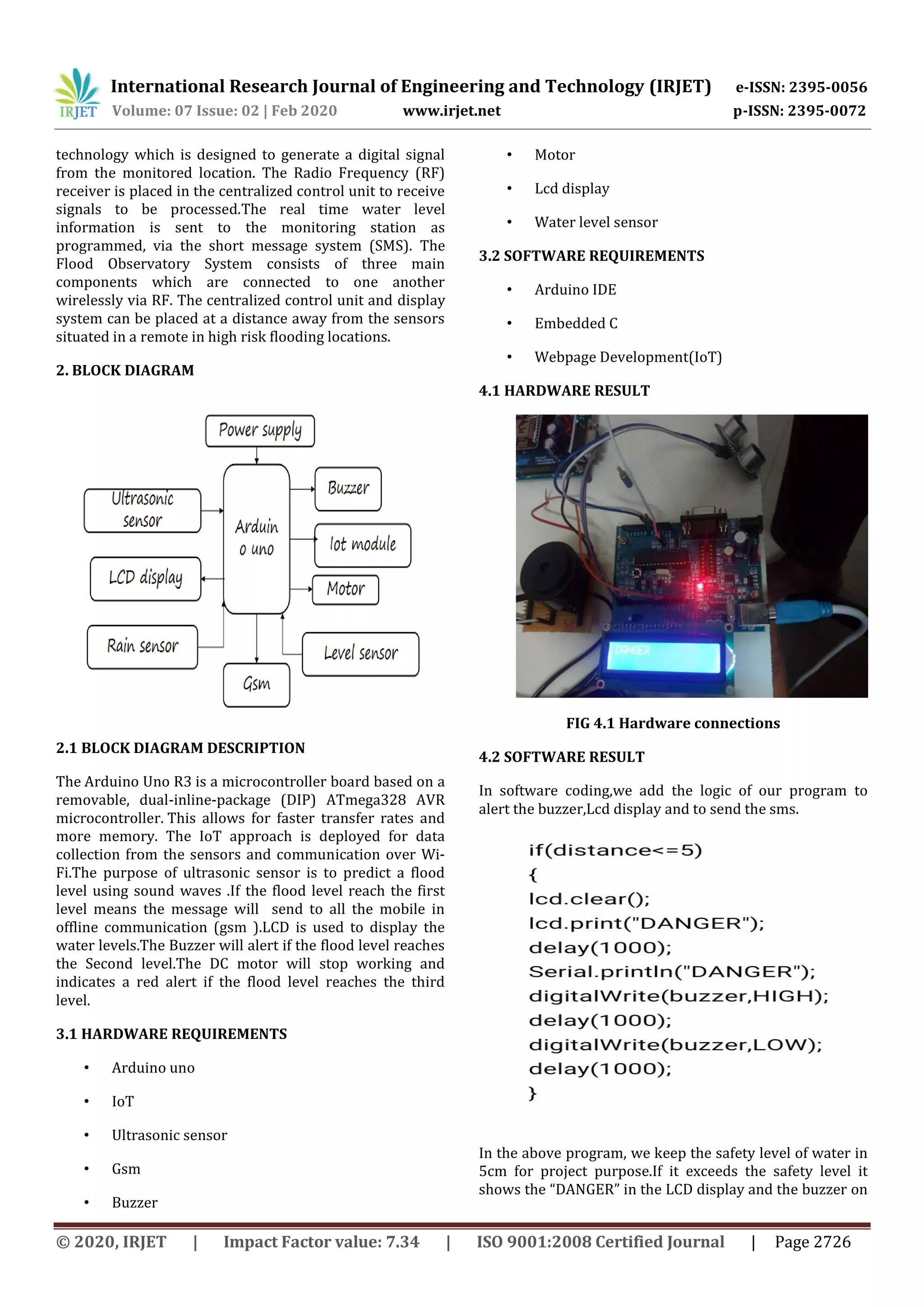 IRJET - Advanced Flood Level Monitoring and Alerting System | PDF