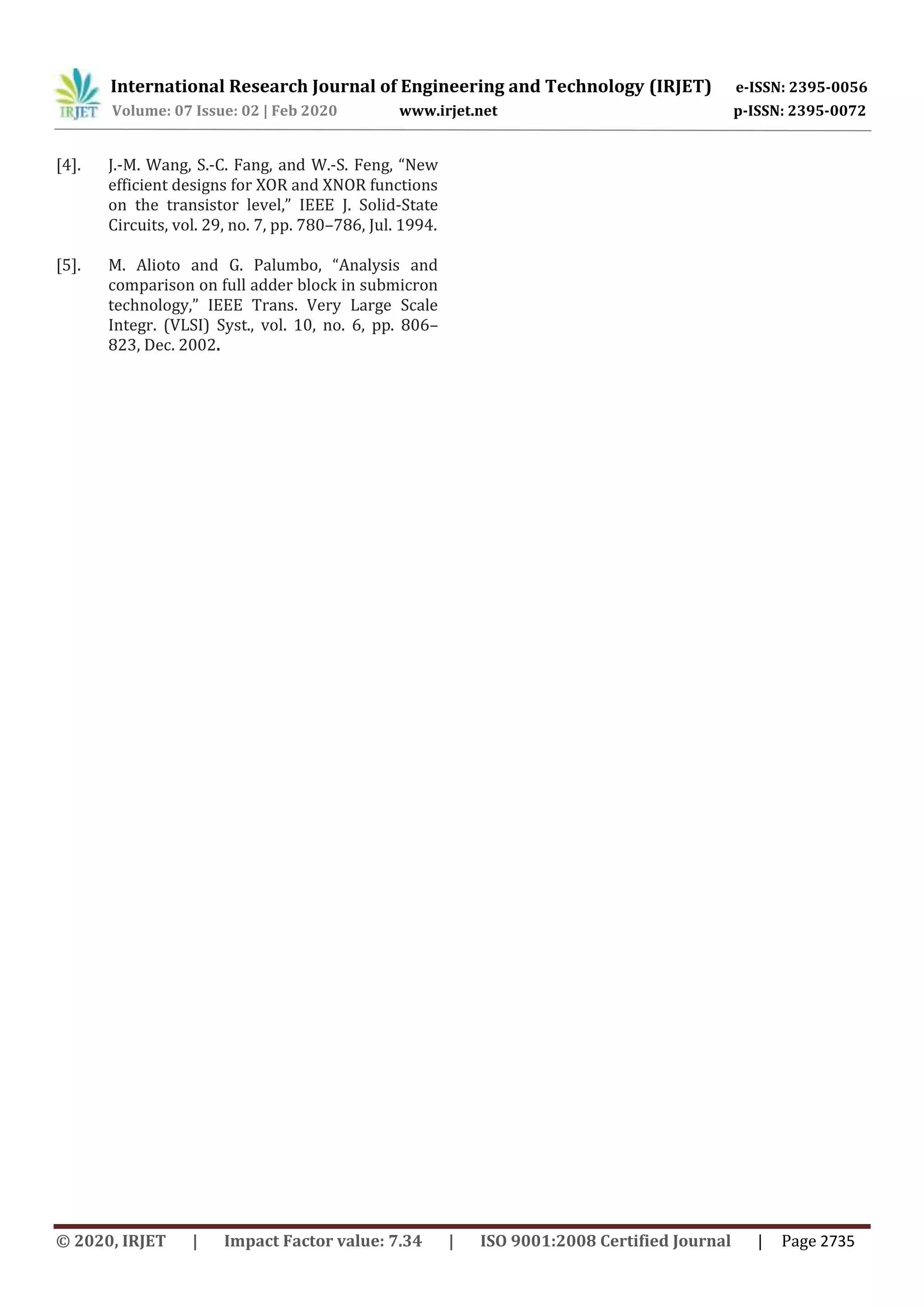 IRJET - High Speed Adder with Ultra Low Power Consumption using XOR and XNOR Gate | PDF