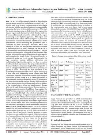 IRJET - Review of Various Multi-Focus Image Fusion Methods | PDF