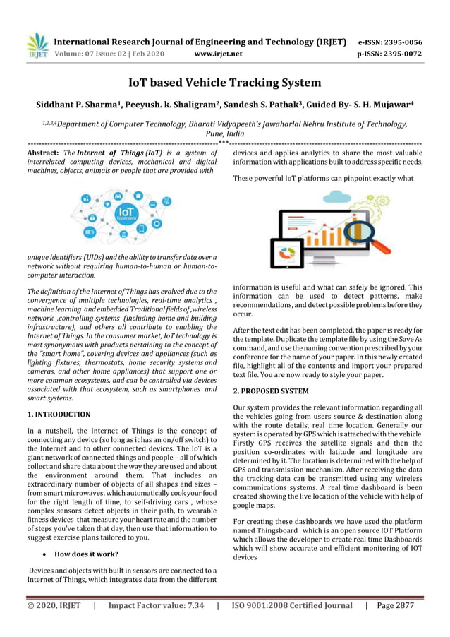 IRJET - IoT based Vehicle Tracking System | PDF