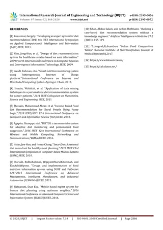 IRJET - Personal Nutritionist using Fatsecret API | PDF