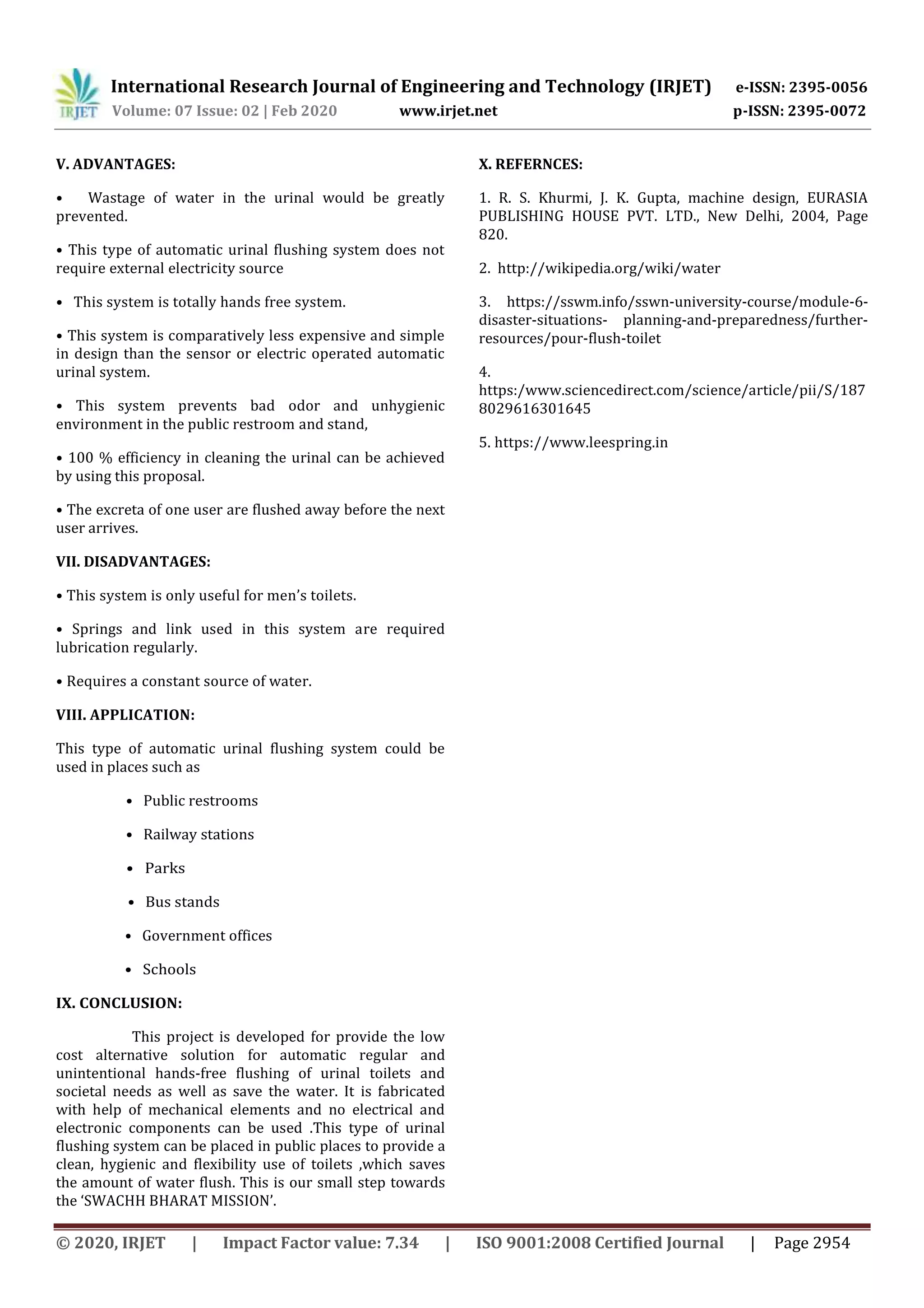 IRJET - Design and Development of Automatic Urinal Flushing System | PDF