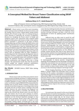 IRJET - A Conceptual Method for Breast Tumor Classiﬁcation using SHAP Values and Adaboost | PDF