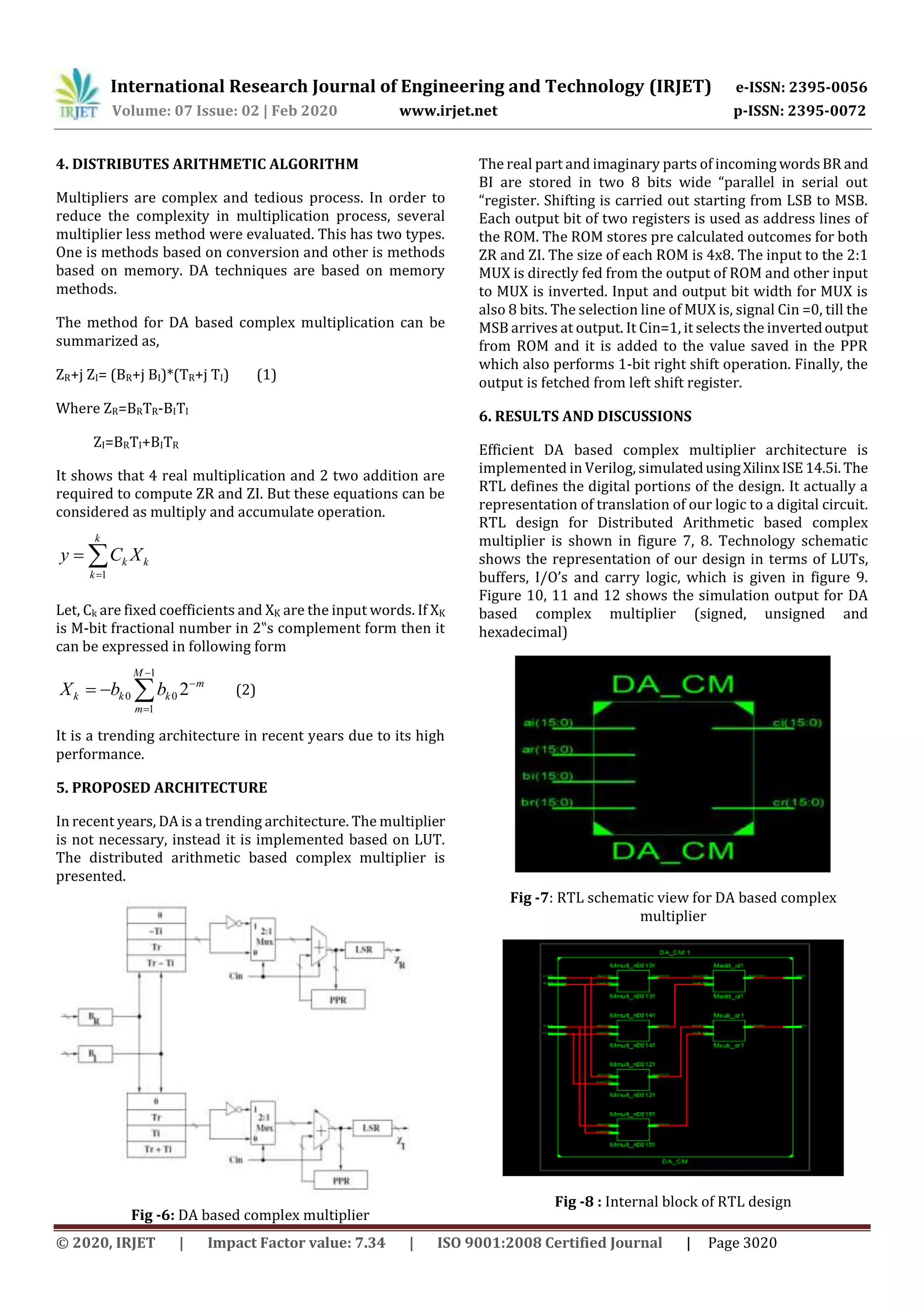 IRJET - Distributed Arithmetic Method for Complex Multiplication | PDF