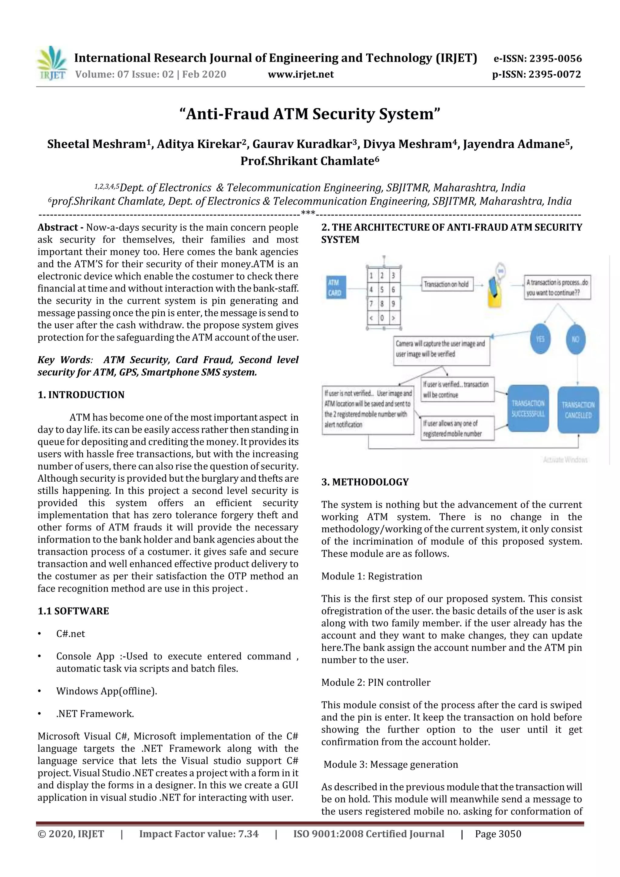 IRJET - Anti-Fraud ATM Security System | PDF