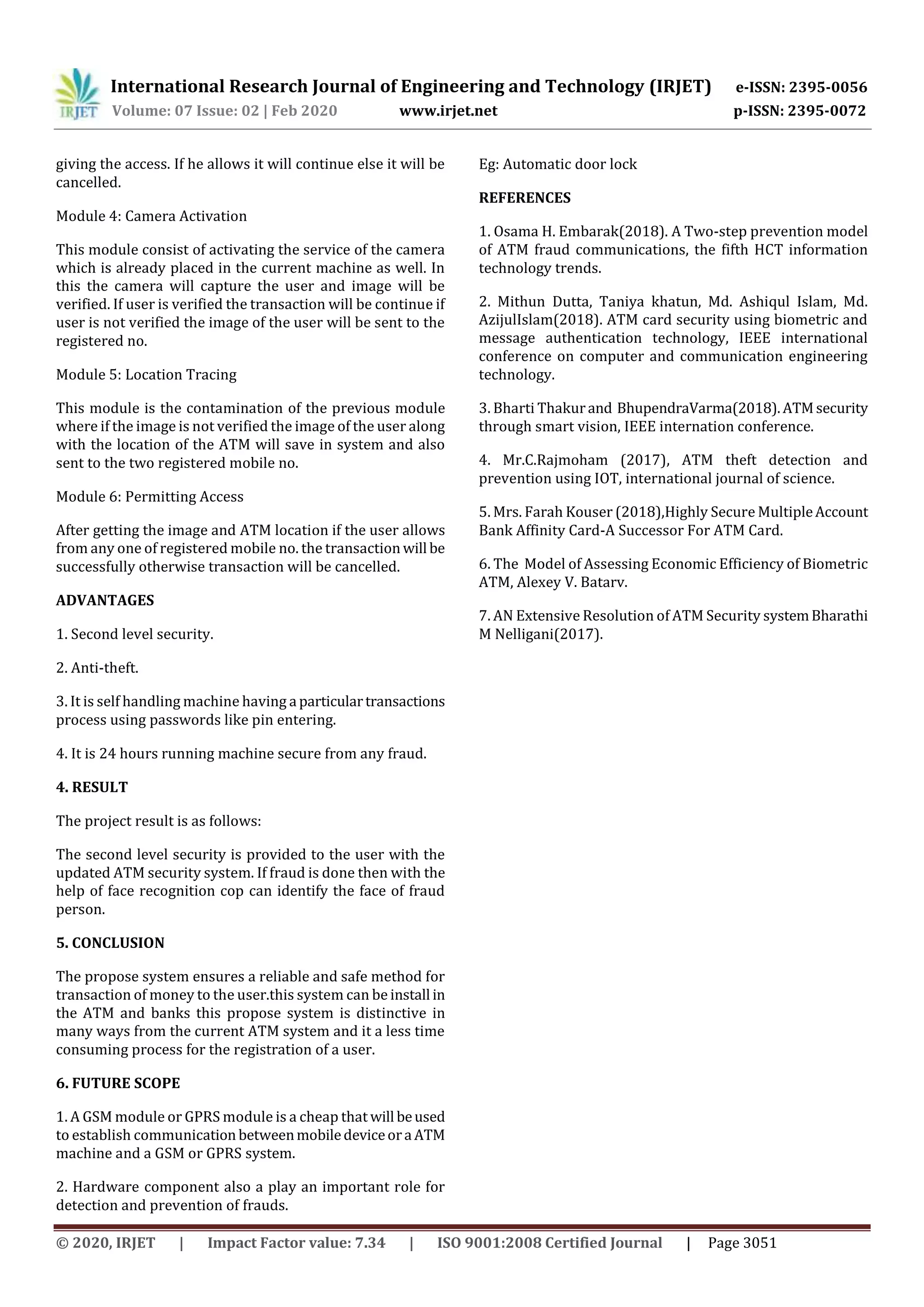 IRJET - Anti-Fraud ATM Security System | PDF