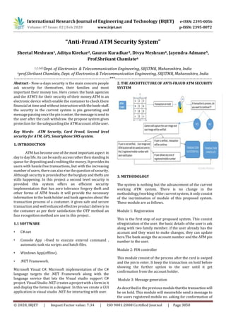 IRJET - Anti-Fraud ATM Security System | PDF