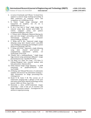 IRJET - Contrast and Color Improvement based Haze Removal of Underwater Image using Fusion ...