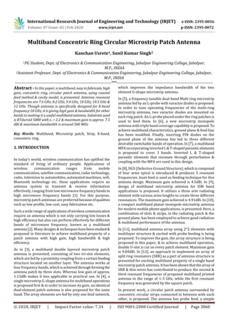 IRJET - Multiband Concentric Ring Circular Microstrip Patch Antenna | PDF