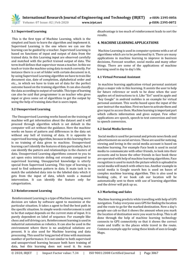 IRJET - Review on Machine Learning | PDF