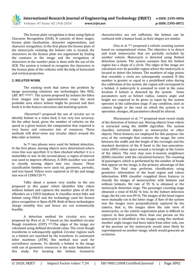 Irjet Helmet Violation Detection Using Deep Learning Pdf