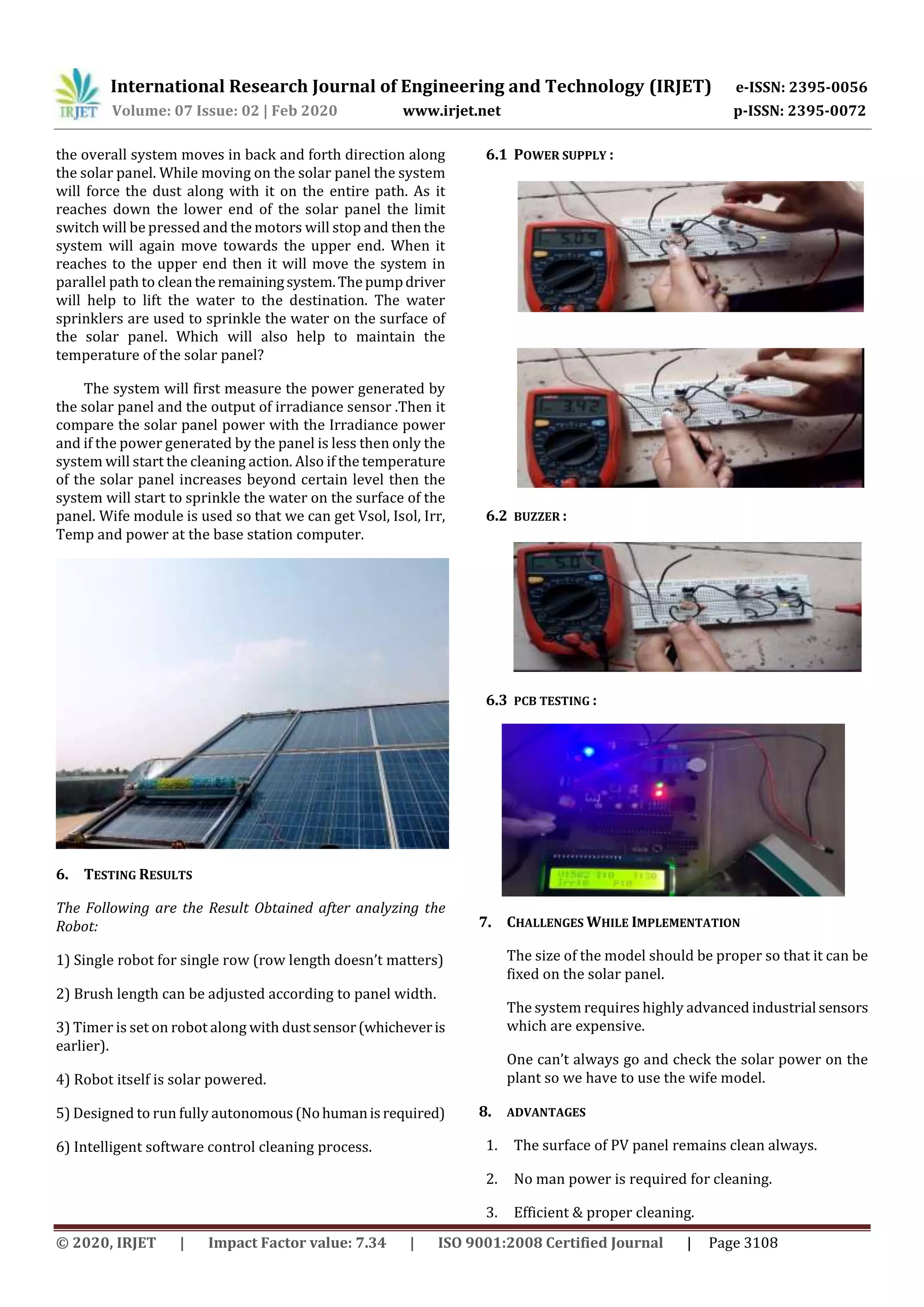 IRJET - Automatic Solar Panel Monitoring and Cleaning System | PDF
