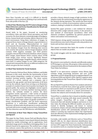 IRJET - Real-Time Analysis of Video Surveillance using Machine Learning and Object Recognition | PDF