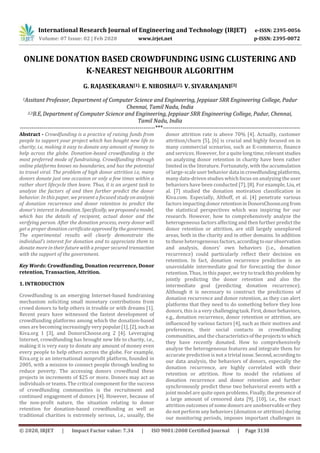 IRJET - Online Donation based Crowdfunding using Clustering and K-Nearest Neighbour Algorithm ...